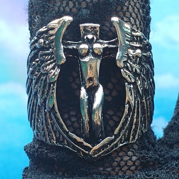 Handmade | Jewelry | Decapitated Crucified Angel Adjustable Steel Ring ...